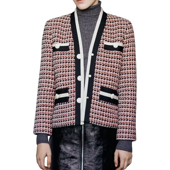 Maje | Jackets & Coats | Maje Viromatweed Jacket In Red Black White ...